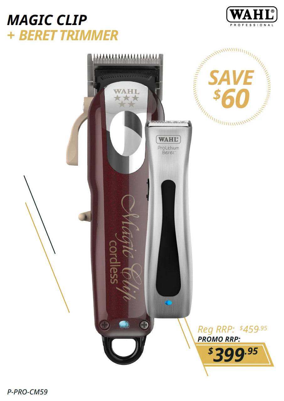 WAHL 5 STAR MAGIC CLIP CORD/CORDLESS CLIPPER & BERET CORDLESS TRIMMER ...